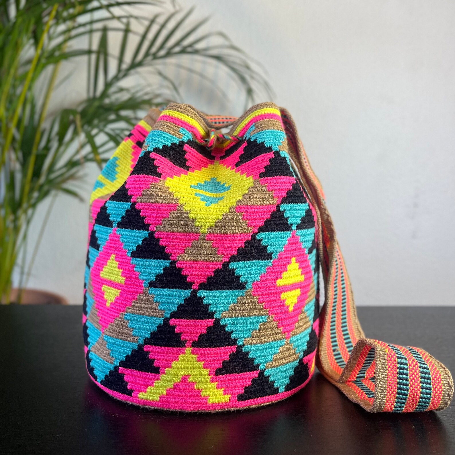Large WAYUU Bag W/ Braided Handles, WAYUU Mochila Bag, Wayuu Purse ...