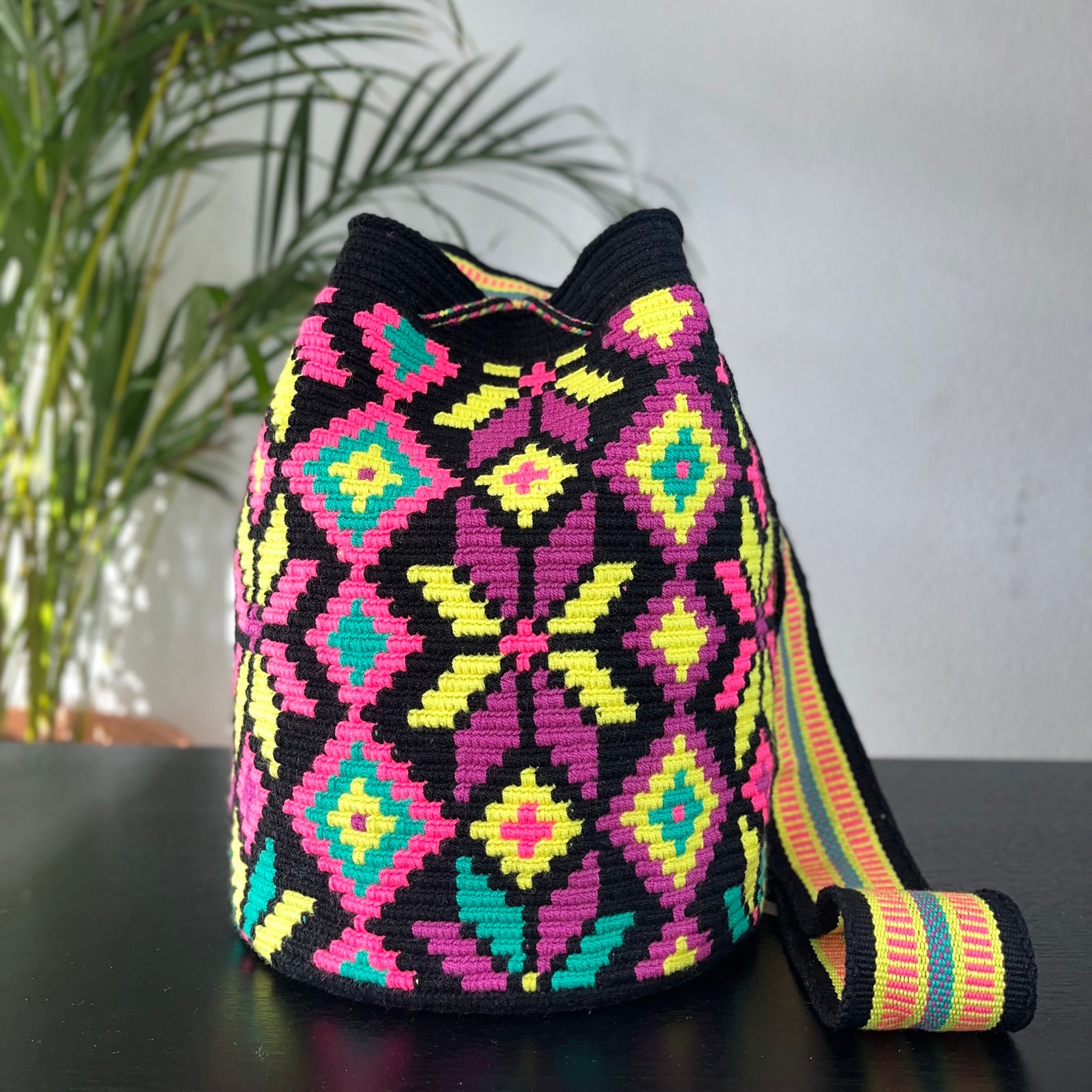 Large WAYUU Bag W/ Braided Handles, WAYUU Mochila Bag, Wayuu Purse ...