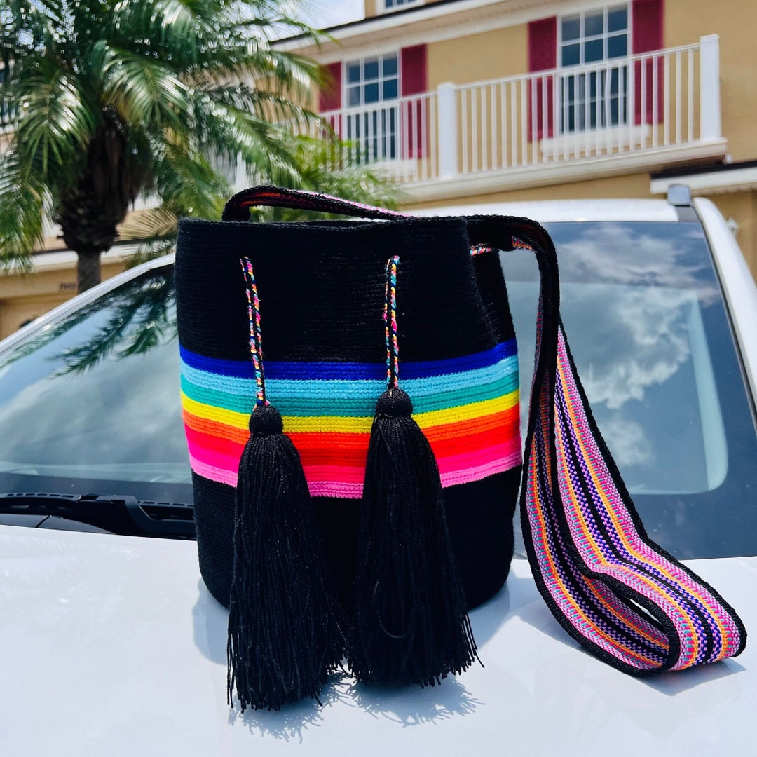 Large WAYUU Mochila Bag, Wayuu Purse, Wayuu Handbag, Crochet Shoulder ...