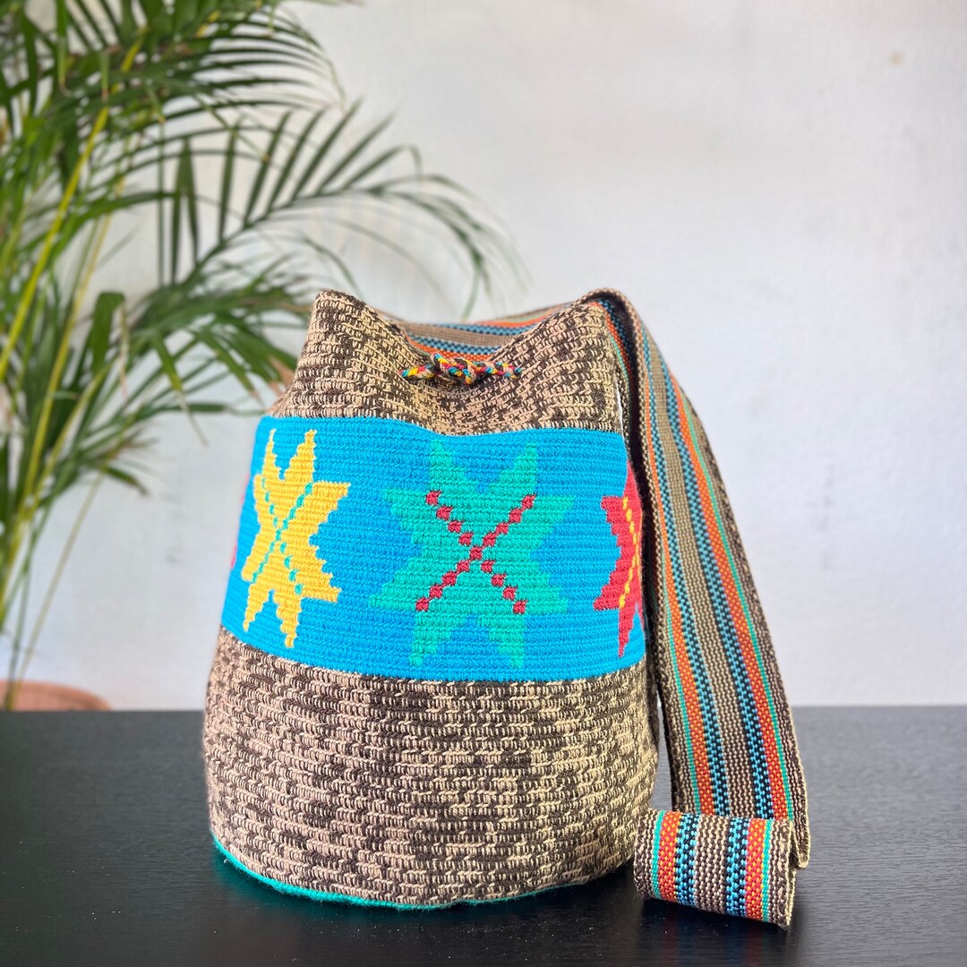 Large WAYUU Bag W/ Braided Handles, WAYUU Mochila Bag, Wayuu Purse ...