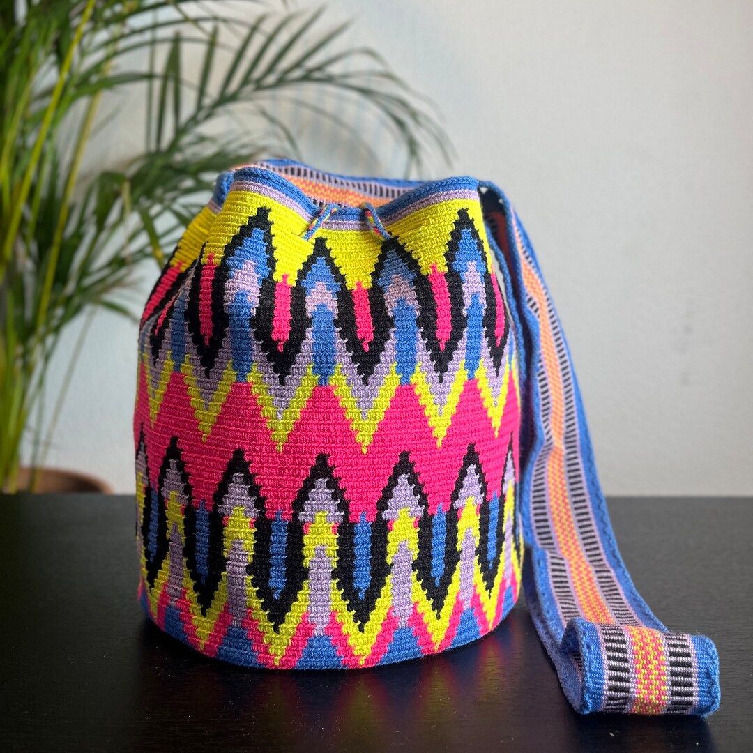 Large WAYUU Bag W/ Braided Handles, WAYUU Mochila Bag, Wayuu Purse ...