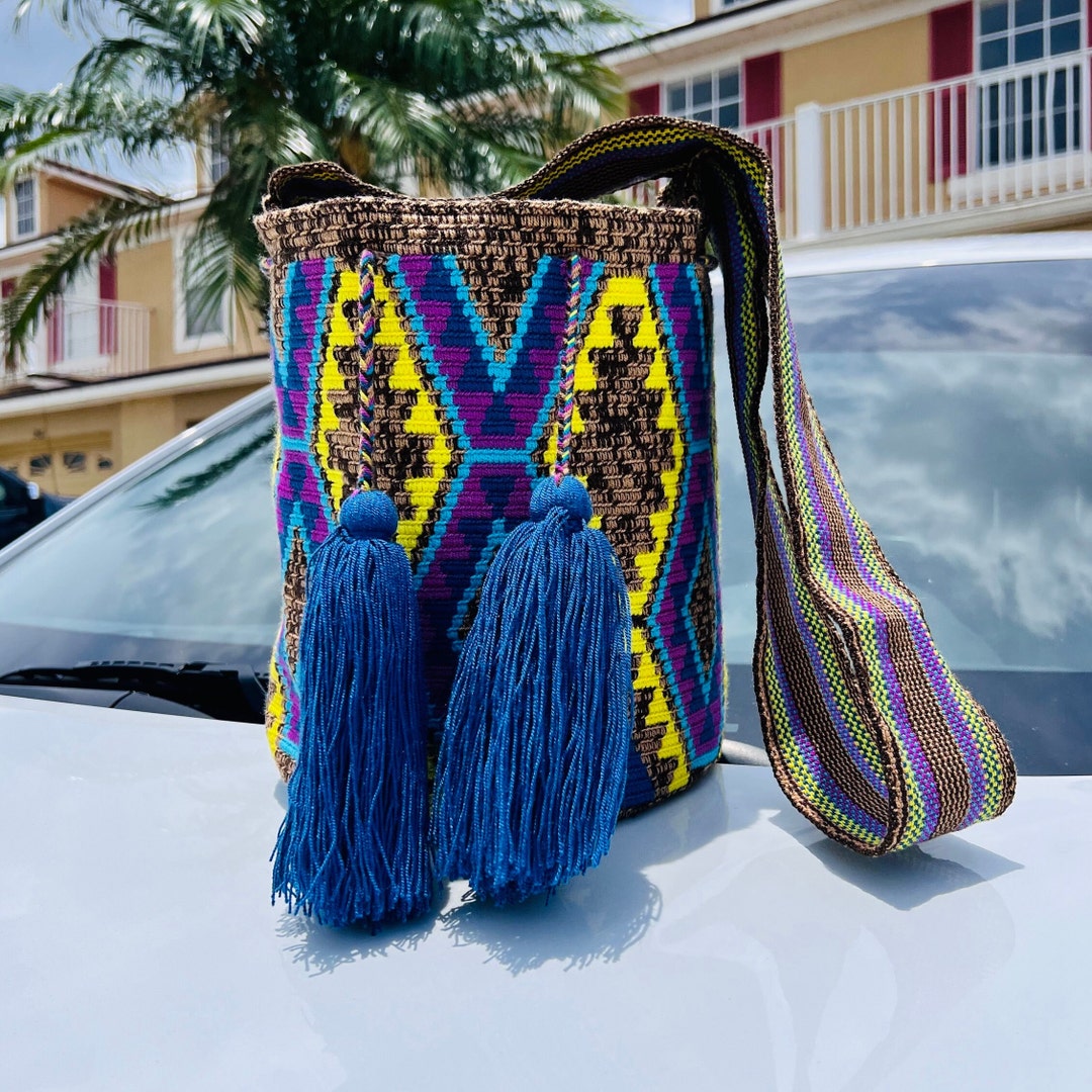 Large WAYUU Mochila Bag, Wayuu Purse, Wayuu Handbag, Crochet Shoulder ...