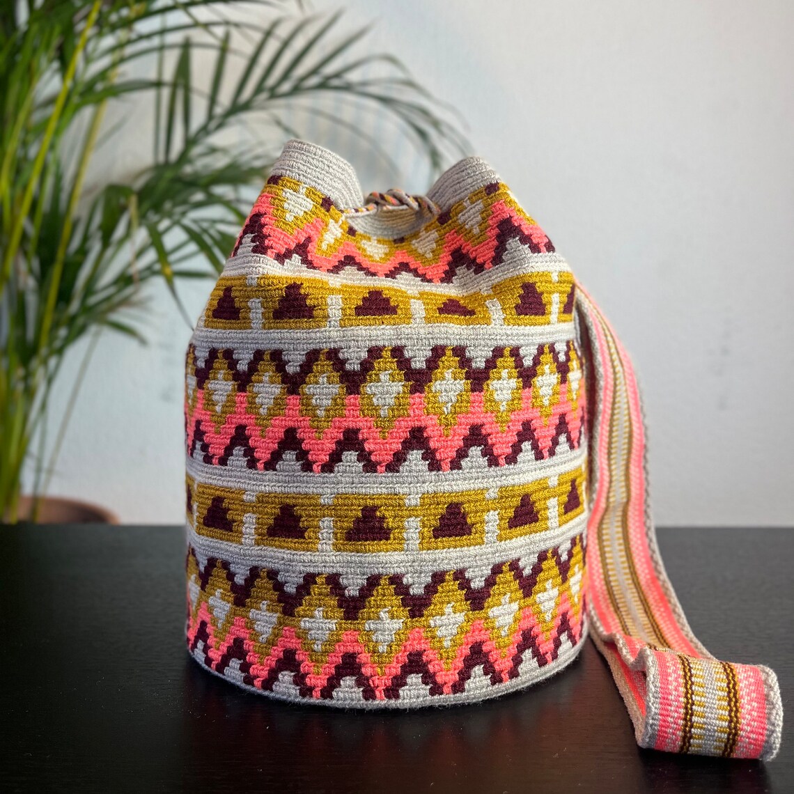 Large WAYUU Bag W/ Braided Handles, WAYUU Mochila Bag, Wayuu Purse ...
