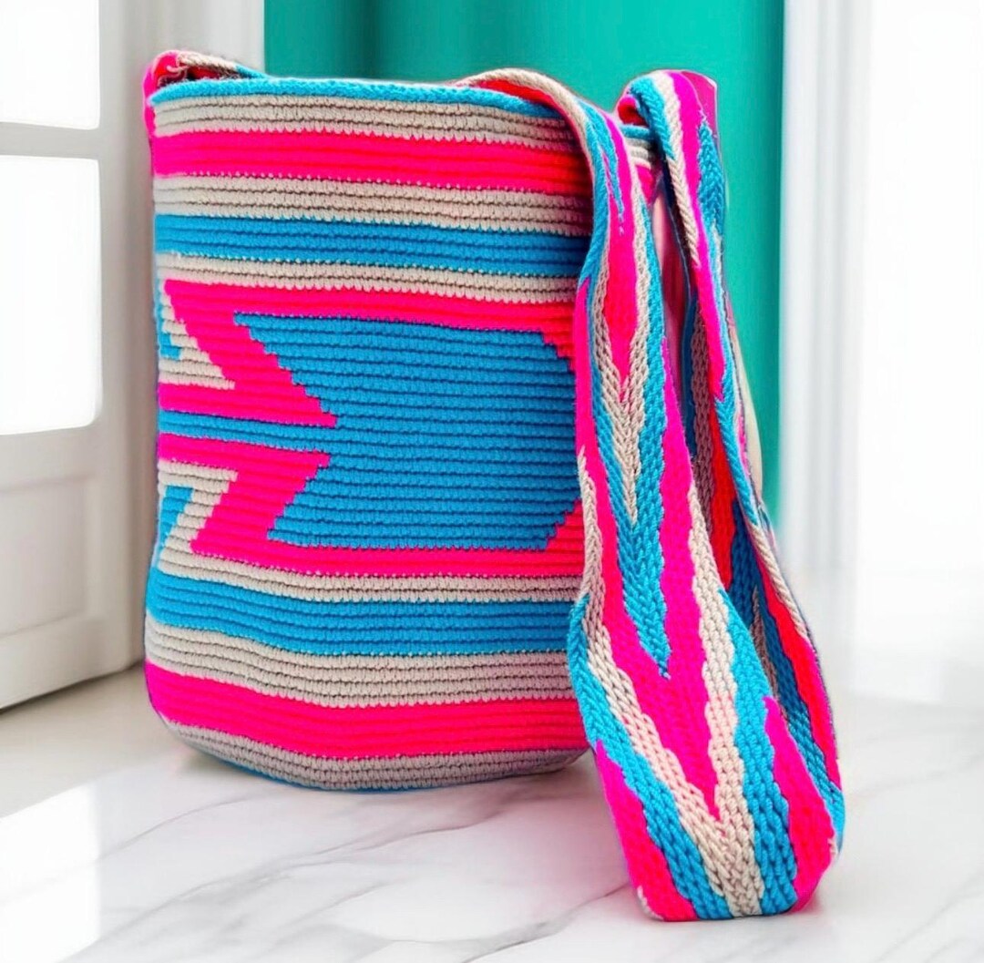 Large WAYUU Mochila Bag, Wayuu Purse, Wayuu Handbag, Crochet Shoulder ...