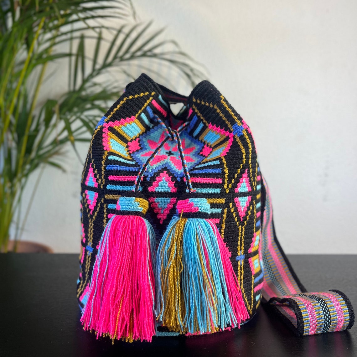 Large WAYUU Bag W/ Braided Handles, WAYUU Mochila Bag, Wayuu Purse ...