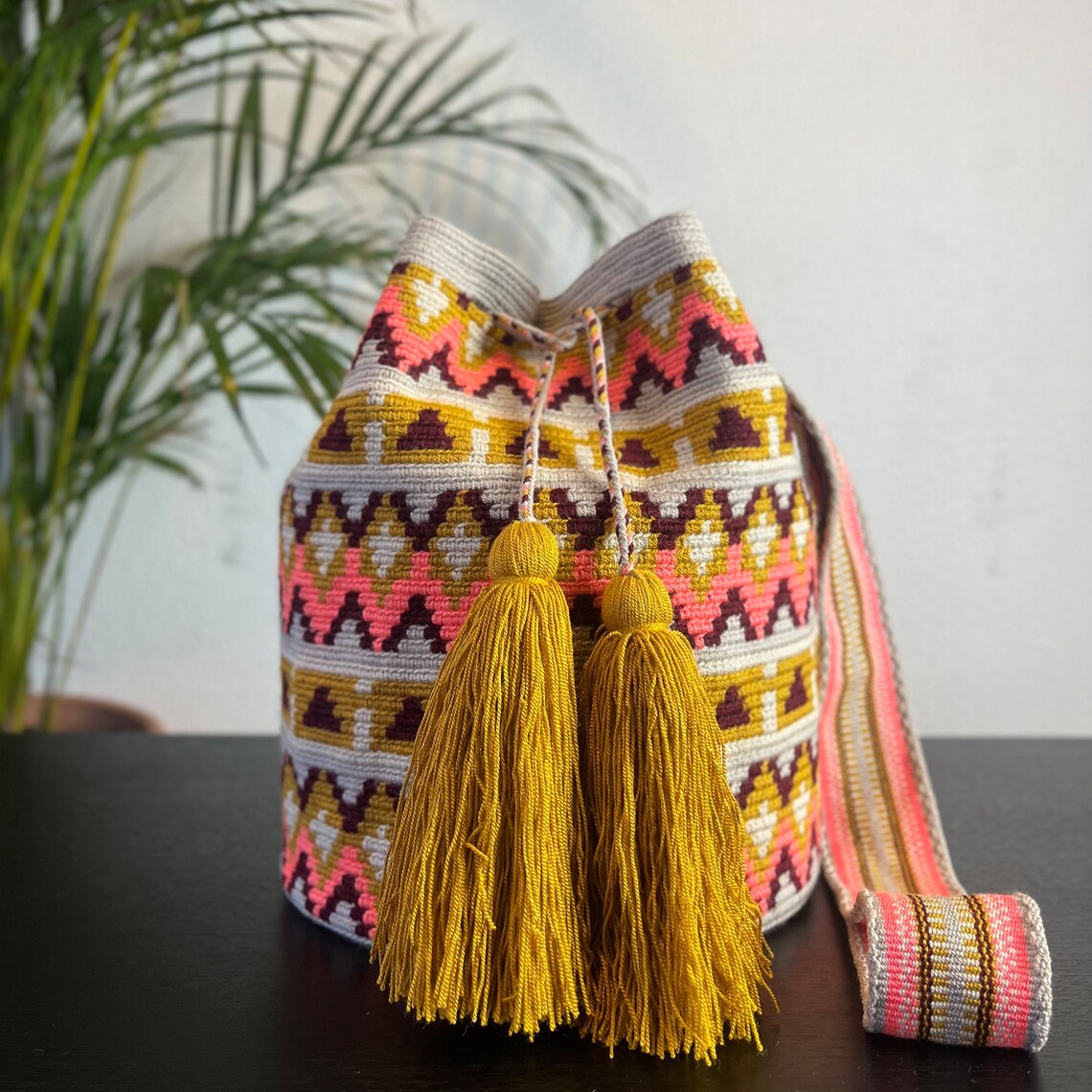 Large WAYUU Bag W/ Braided Handles, WAYUU Mochila Bag, Wayuu Purse ...