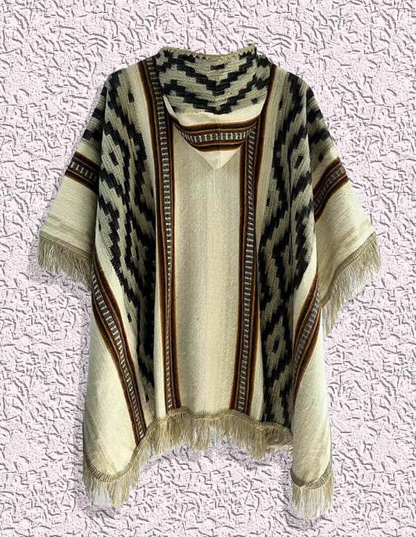 Alpaca Hooded Poncho W/ Fringe, Handmade Alpaca Open Poncho, Alpaca ...