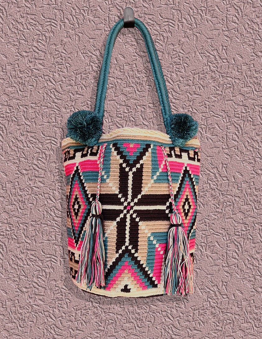 Large WAYUU Bag W/ Braided Handles WAYUU Mochila Bag Wayuu - Etsy
