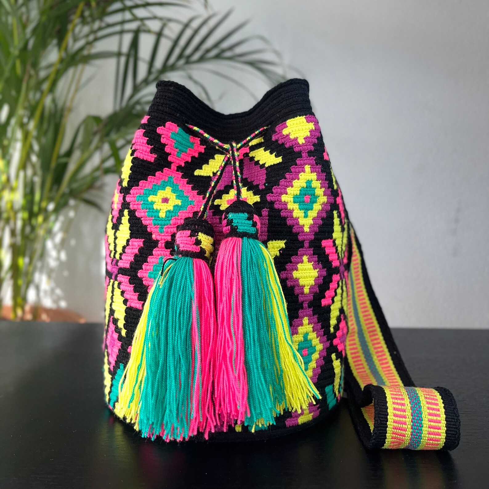 Large WAYUU Bag W/ Braided Handles, WAYUU Mochila Bag, Wayuu Purse ...