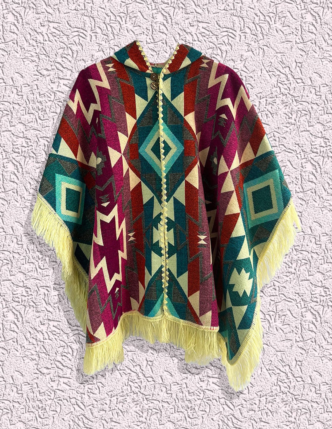 Hooded Alpaca Open Poncho W/ Fringe, Handmade Hooded Alpaca Poncho ...