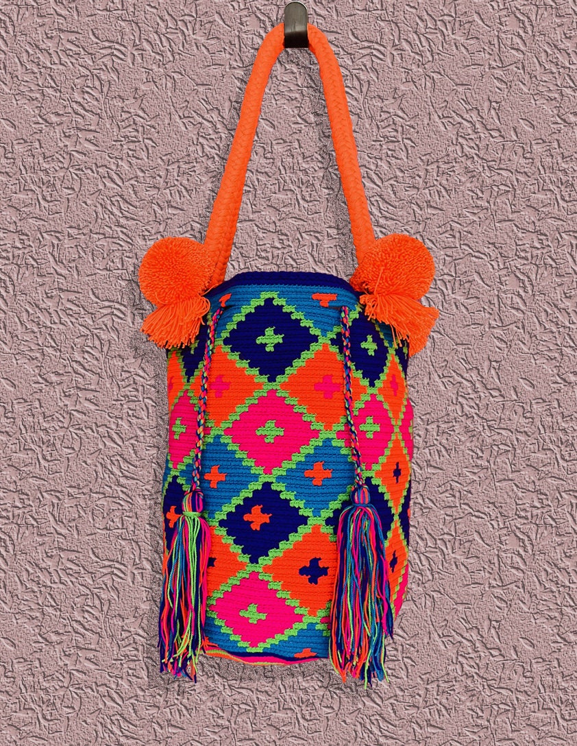 Large WAYUU Bag W/ Braided Handles, Wayuu Mochila Bag, Wayuu Purse ...