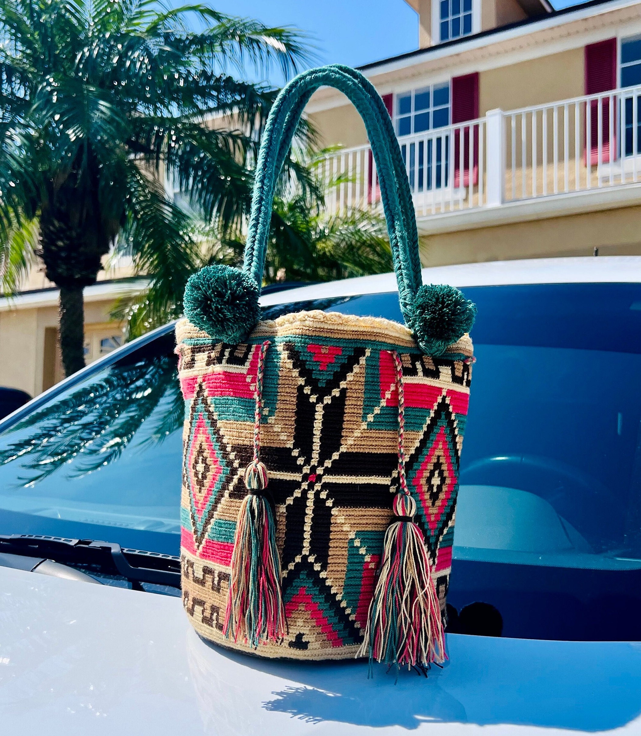 Large WAYUU Bag W/ Braided Handles WAYUU Mochila Bag Wayuu - Etsy