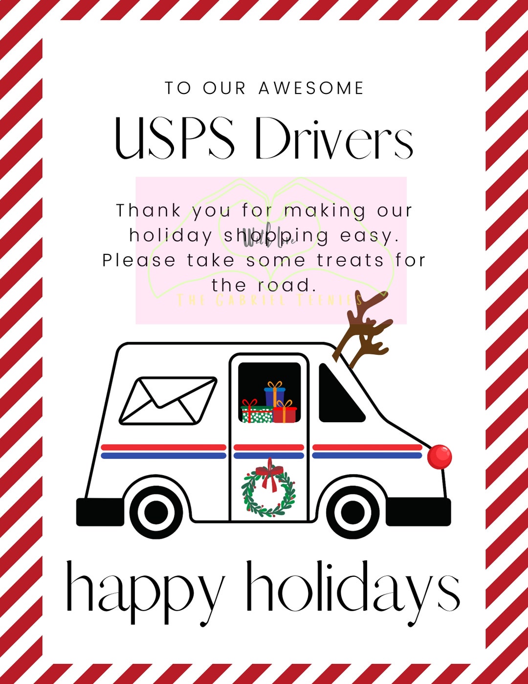 Mail Van Rudolph Reindeer, Delivery Drivers Snack for the Road Sign ...