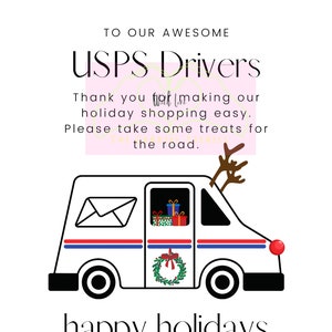Mail Van Rudolph Reindeer, Delivery Drivers Snack for the Road Sign ...