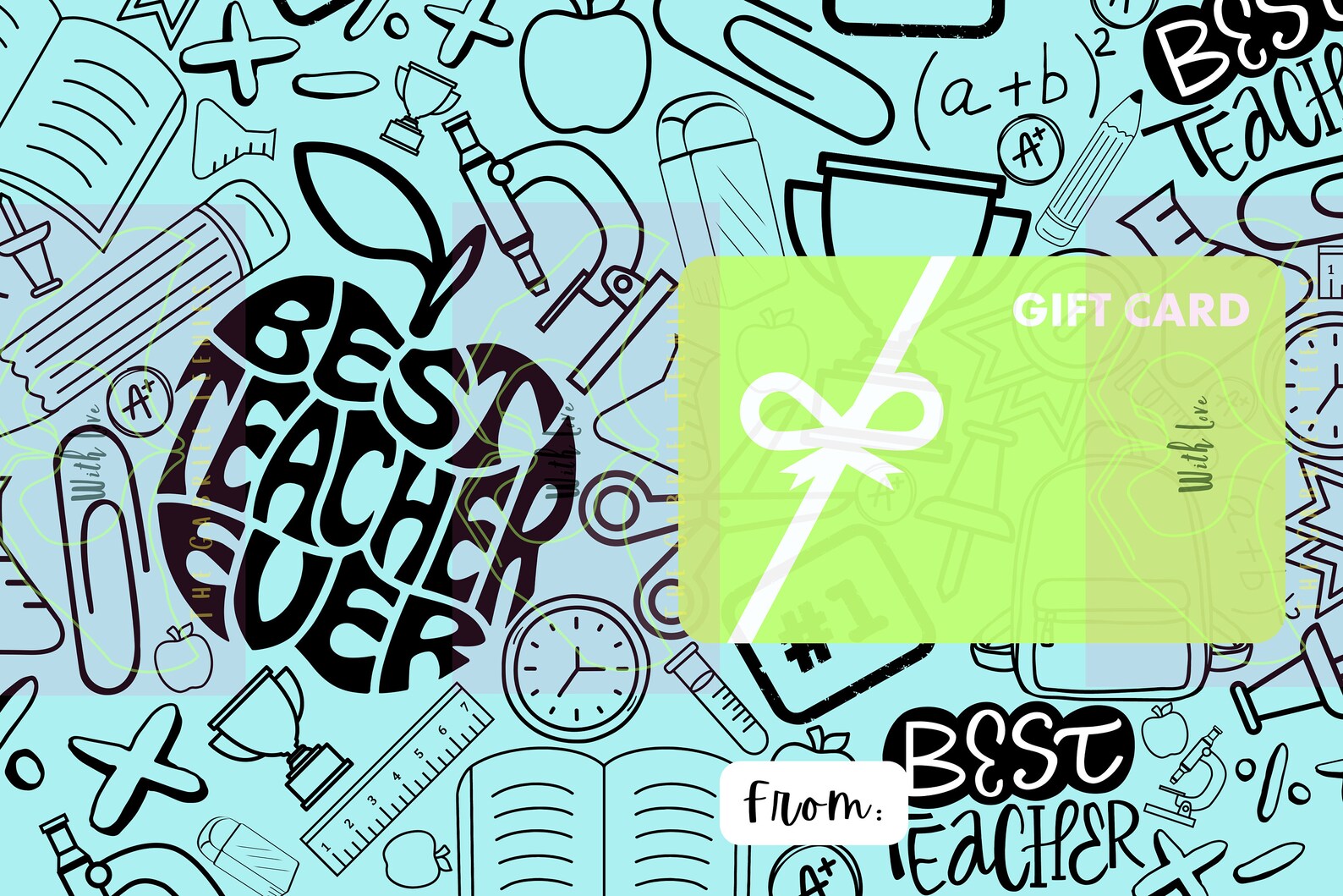 Outline Best Ever Teacher Appreciation Card, Gift for Teacher, Thank ...