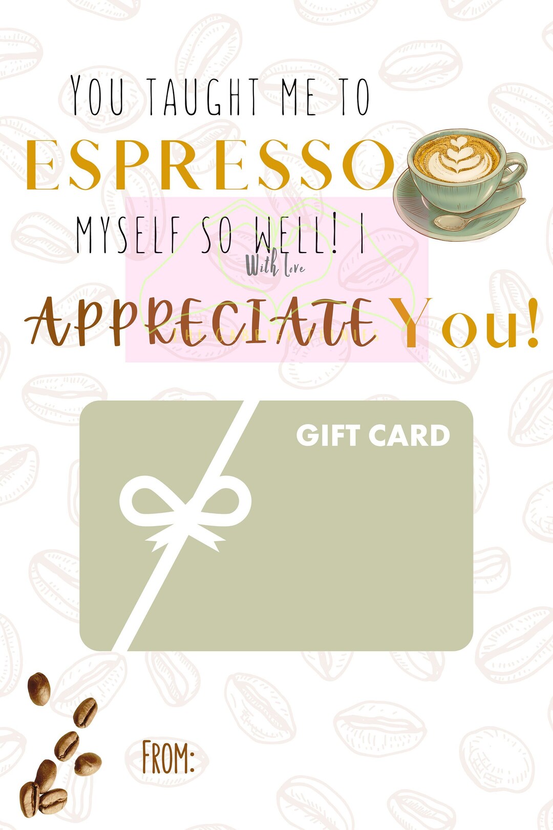 Espresso Myself Teacher Gift Tags & Gift Card Holder, Coffee, Thank You ...