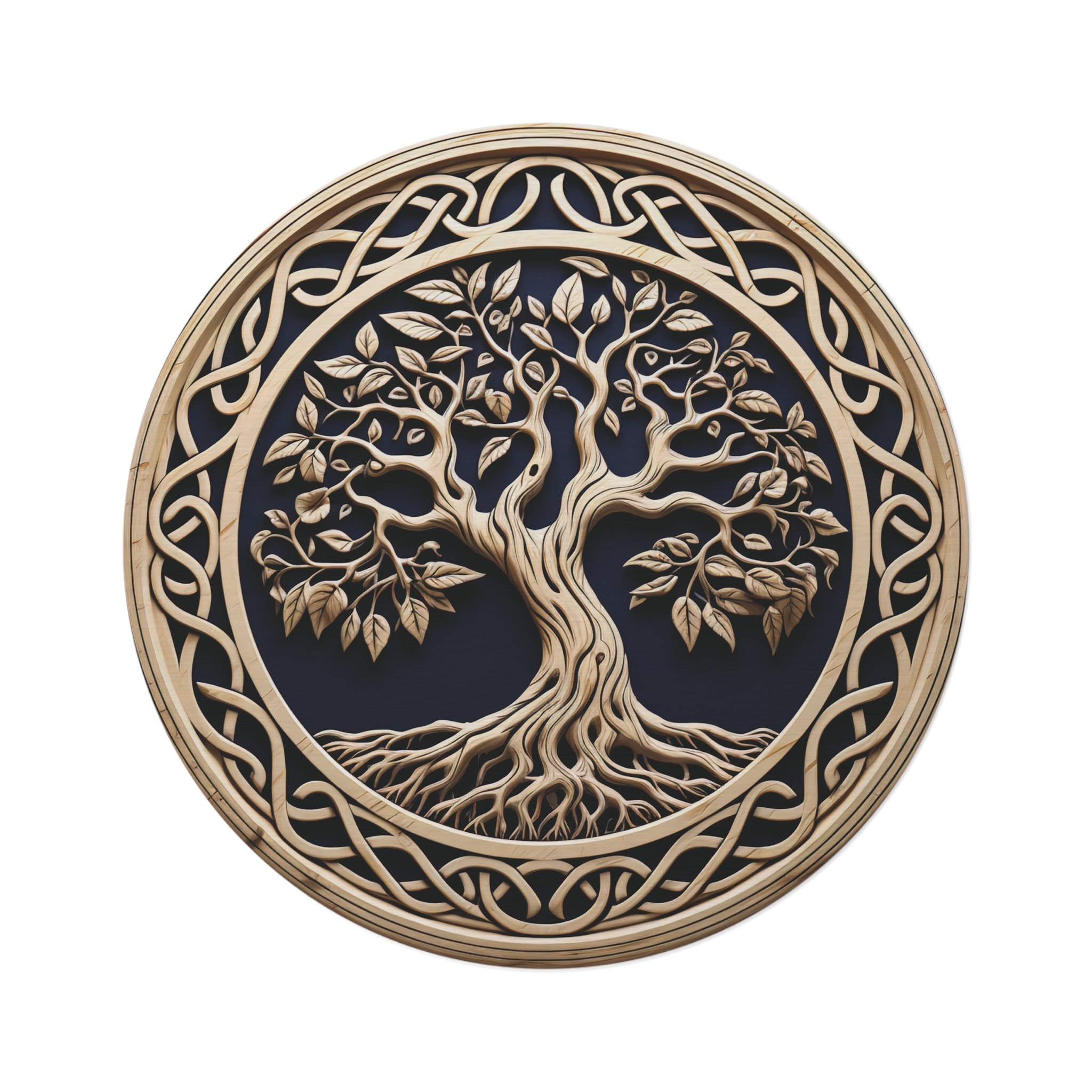 Wood Carved Design World Tree Round Rug - Etsy
