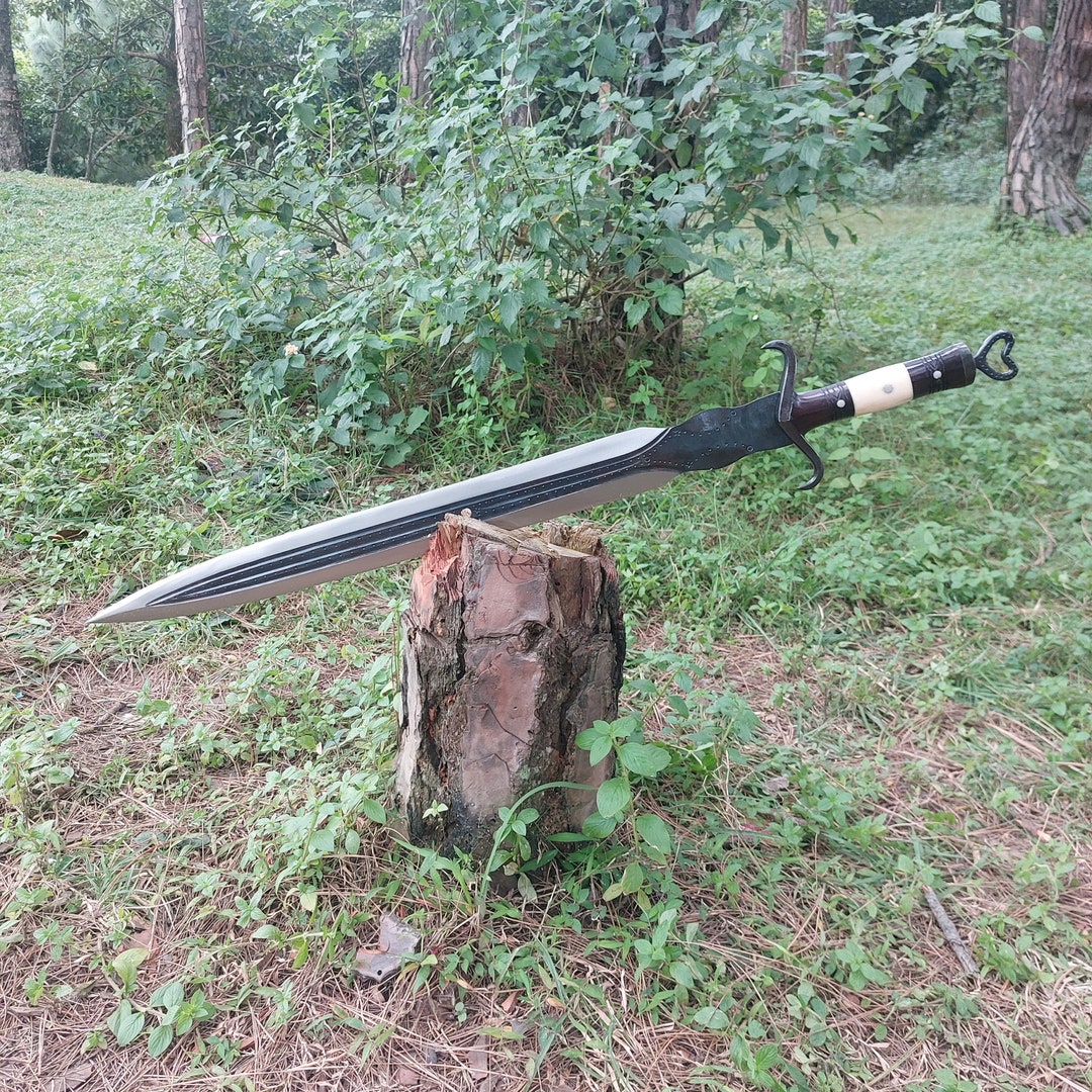 25-inch Rara Sword: Handmade Full Tang Knife With 5160 Carbon Steel ...