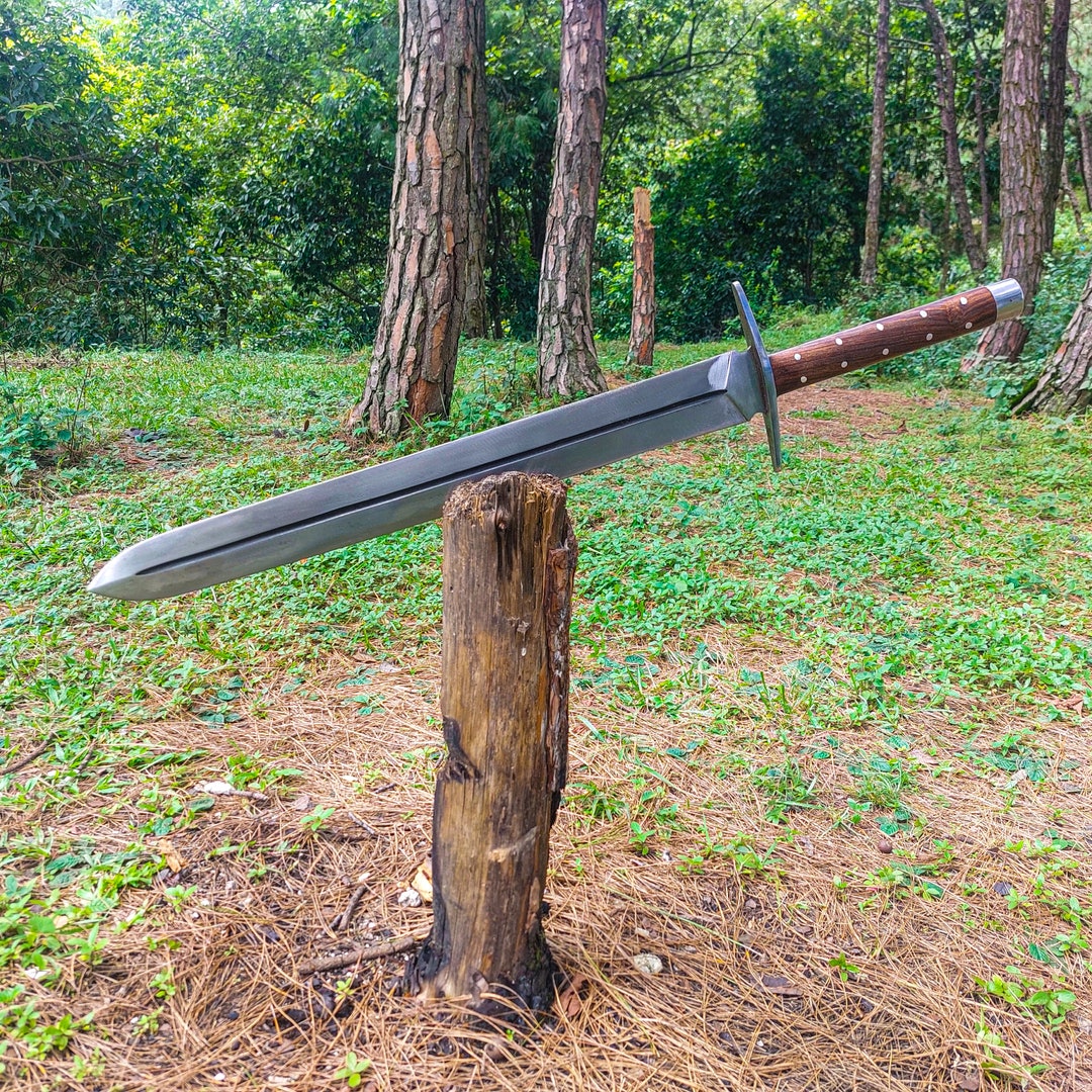 Refined Black Etched Viking Sword 25-inch Ancient-inspired Carbon Steel ...