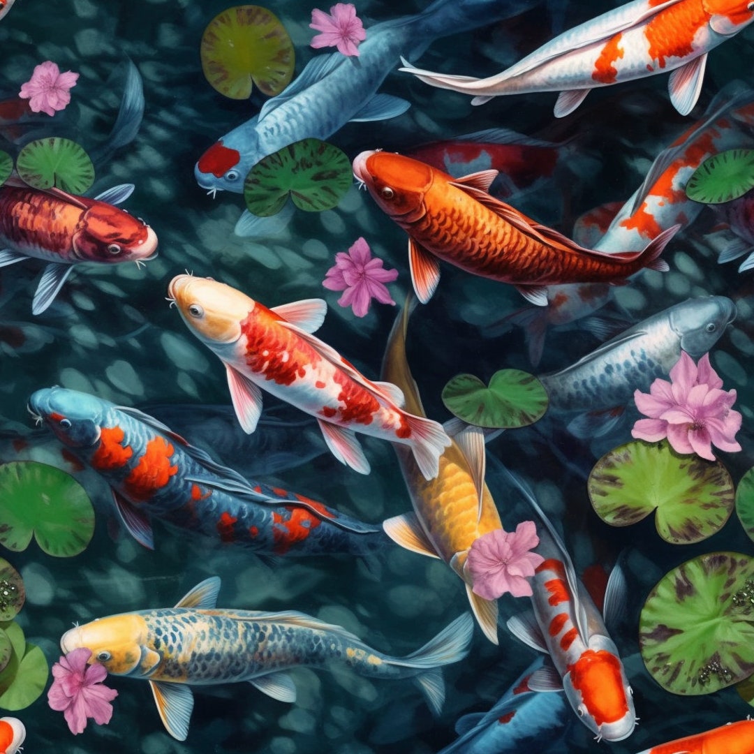 Koi Pond 4 Repeating Seamless Patterns Can Be Applied to Any Product ...