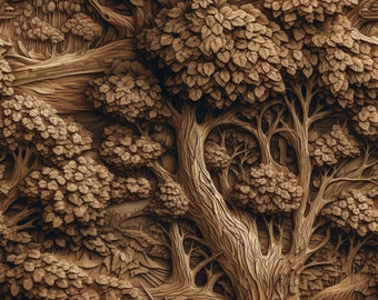 Intricate Wood Carving of Trees 1, Repeating Seamless Pattern. Patterns ...