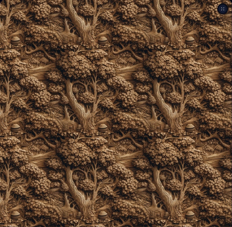 Intricate Wood Carving of Trees 3, Repeating Seamless Pattern. Patterns ...