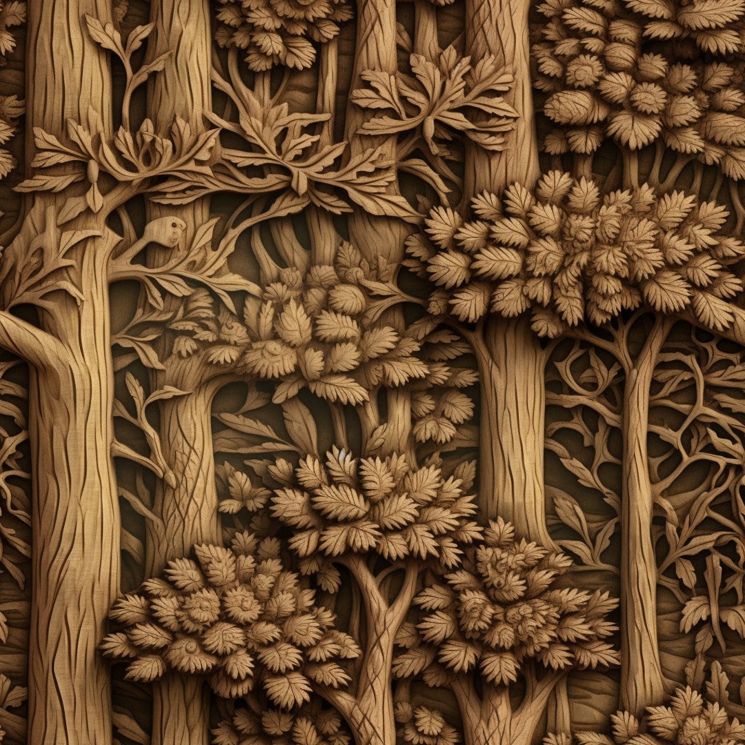 Intricate Wood Carving of Trees 7, Repeating Seamless Pattern. Patterns ...