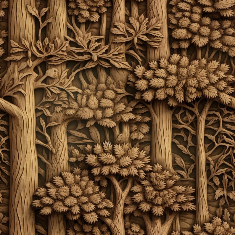 Intricate Wood Carving of Trees 7, Repeating Seamless Pattern. Patterns ...