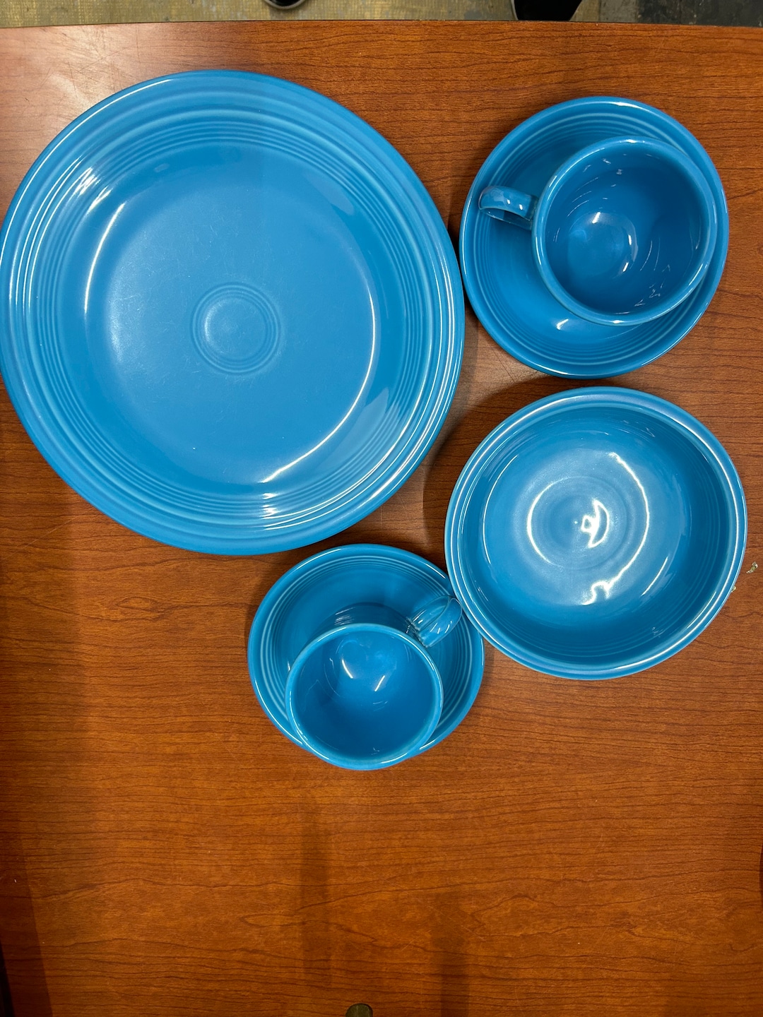 Vintage Retired Fiesta Ware Peacock Blue 6 Piece Set Made in USA Dinner ...