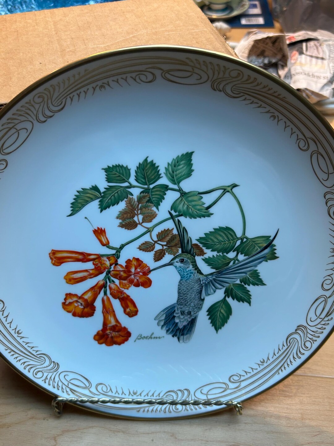 Edward Marshall Boehm Hummingbird Hand-crafted Bone China Plate ...