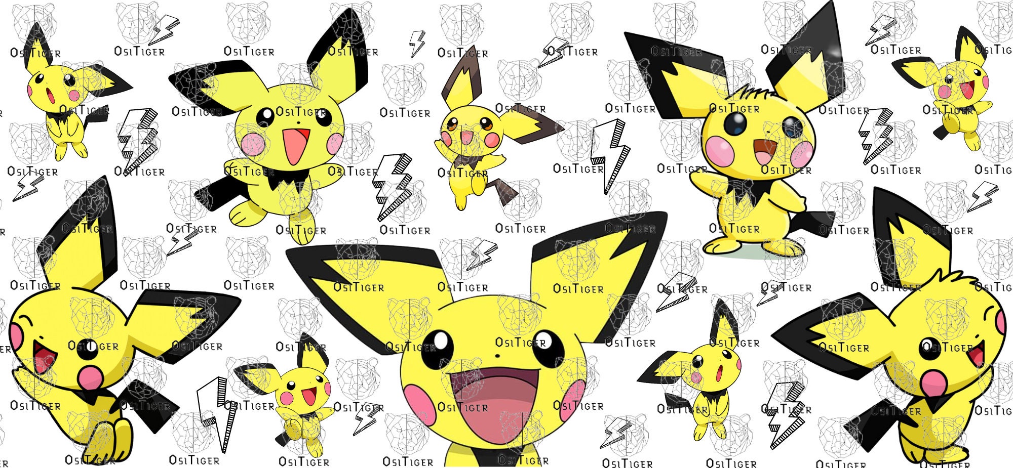 Cute Electric Pichu Sublimation Design for 16oz Glass Can - Perfect for ...
