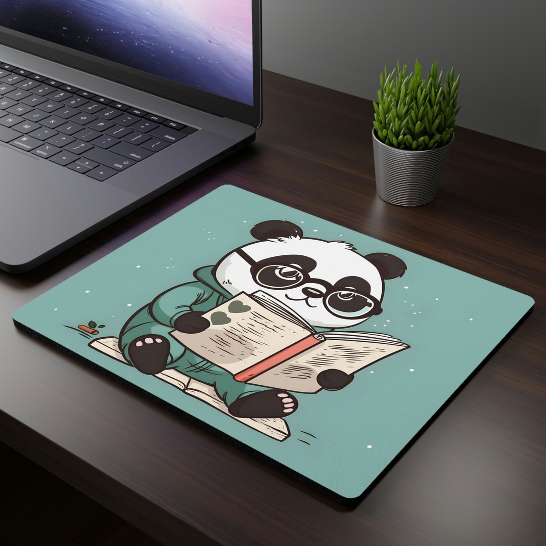 Kawaii Mousepad Panda Reading Mousepad Cute Panda Mousepad Kawaii Mouse ...
