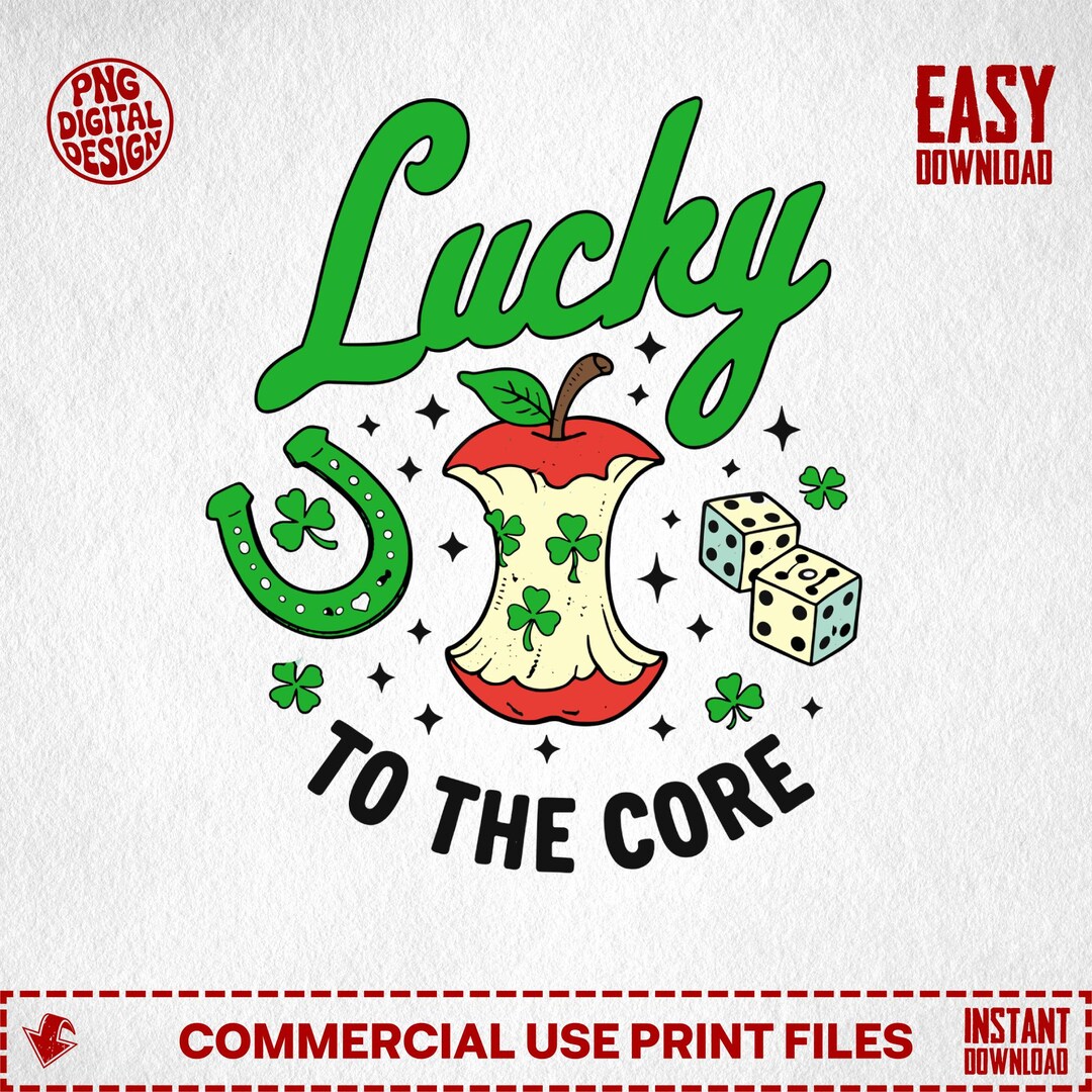 Lucky to the Core PNG, St Patricks Day Design, Apple Core Shamrock ...