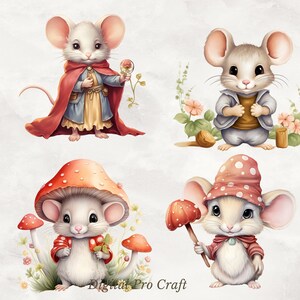 Watercolor Little Mouse Clipart - Fairytale Mice 12 PNG Digital Image ...