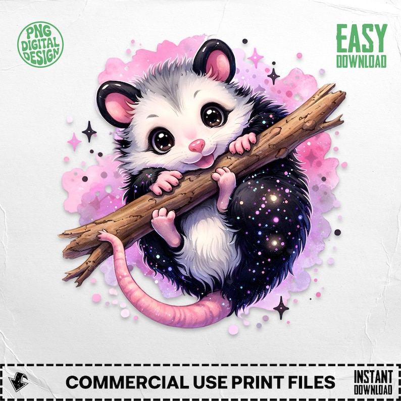 Cute Possum PNG, Trendy Design Digital Download, Kawaii Animal Art ...