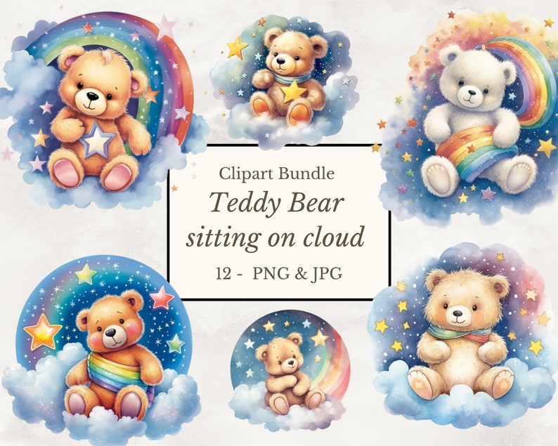 12 Teddy Bear Clipart Jpgs High Quality Digital Planner - Etsy
