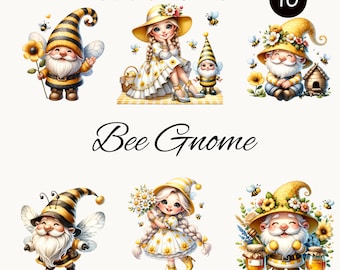 Watercolor Flower Bee Gnome Clipart Bundles, Clipart for Gardeners ...