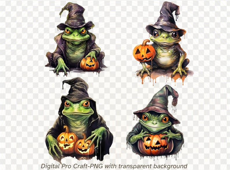 Retro Halloween Frog Clipart-15 High Quality - Etsy