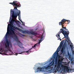 Renaissance Lady Vintage Watercolor Clipart Bundle, Transparent PNG ...