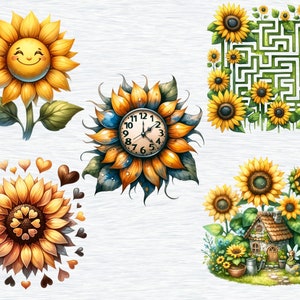 Set of 20 Spring Sunflowers Clipart Bundle,watercolor Sunflower PNG ...