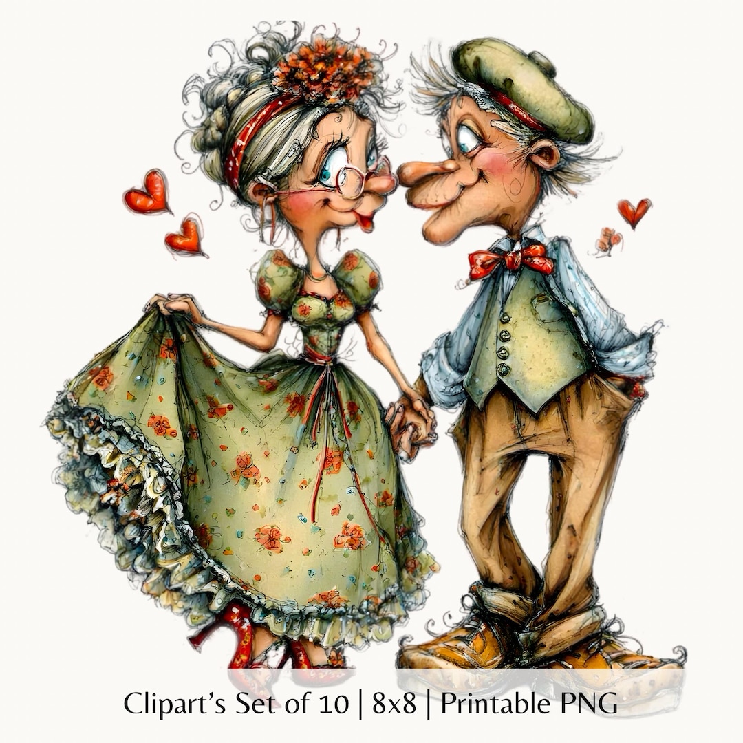 Cool Grandparents Clipart PNG, Hip Senior Couple Art, Printable ...