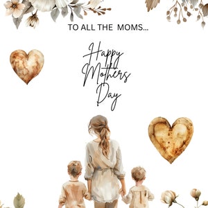 Watercolor Mother’s Day Clipart, Floral Mother’s Day Png,neutral Mother ...