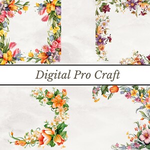 16 Spring Flower Corners Clipart, Flower Corners, Flower Borders, PNG ...