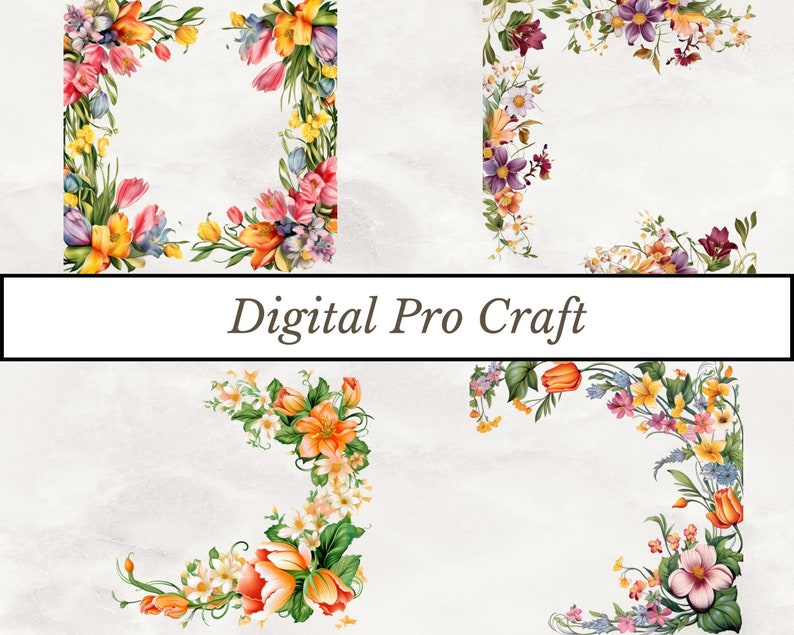 16 Spring Flower Corners Clipart, Flower Corners, Flower Borders, PNG ...