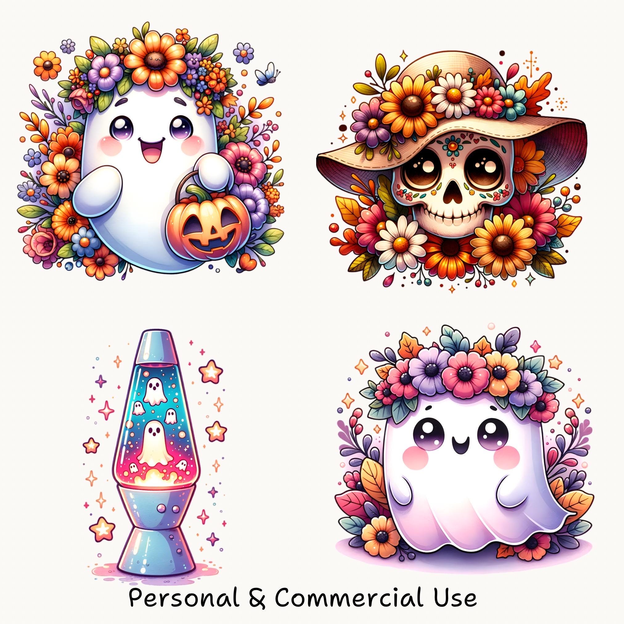 Watercolor Retro Halloween Collection Clipart – 16 PNG Halloween ...