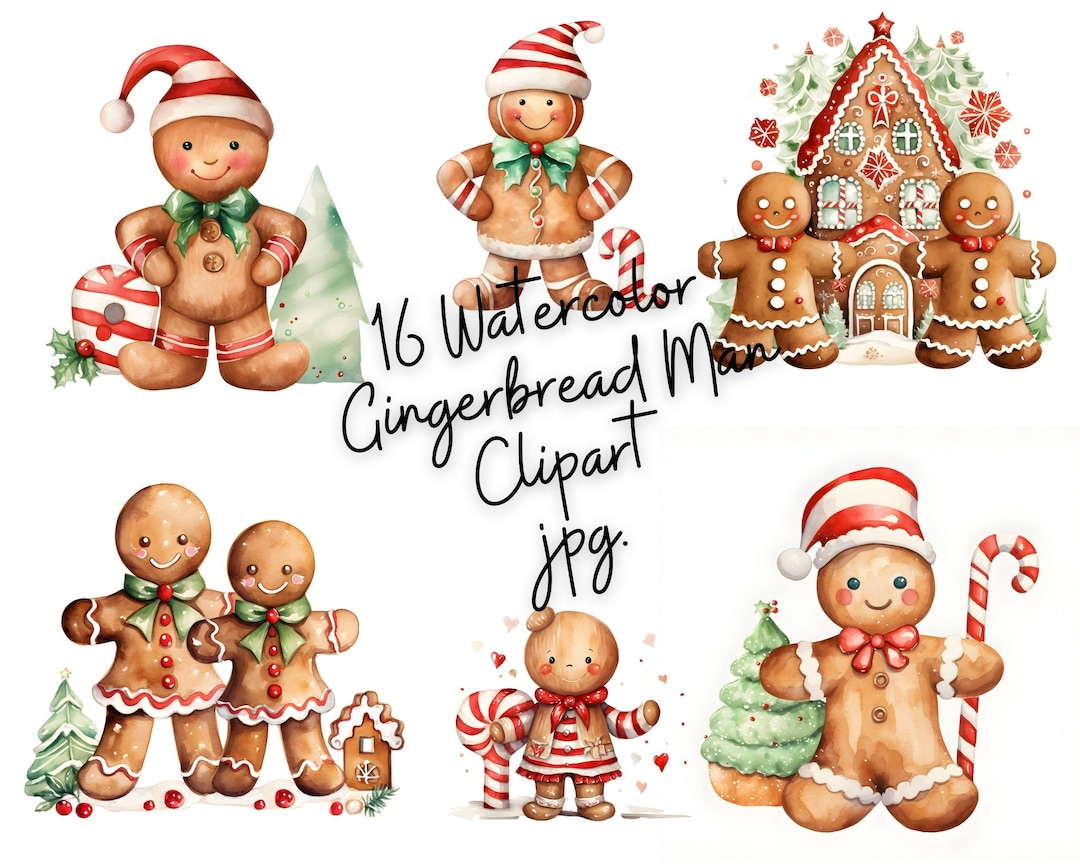 16 Gingerbread Man Clipart, Set1, High Quality Jpgs,digital Download ...
