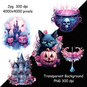 Pastel Halloween Clipart PNG Set, 18 Halloween Clipart, Commercial Use ...