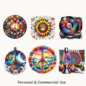 Hippie Soul Digital Clipart Bundle, 30 High Quality PNG Images, Mandala ...