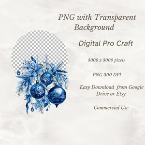 14 Blue Christmas Clipart, High Quality Png, Digital Download - Card ...