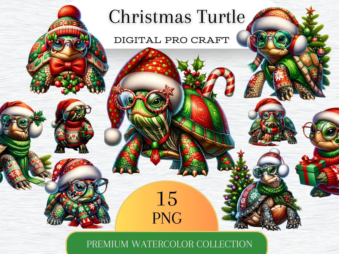 Christmas Turtle Png Sublimation Design, Christmas Turtle Png, Cute ...